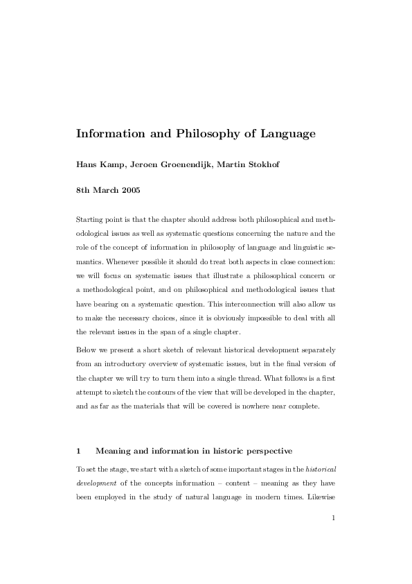 (PDF) Information and Philosophy of Language