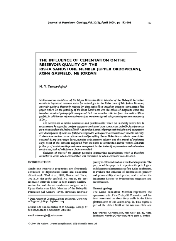 (PDF) The Influence of Cementation on the Reservoir Quality of the ...