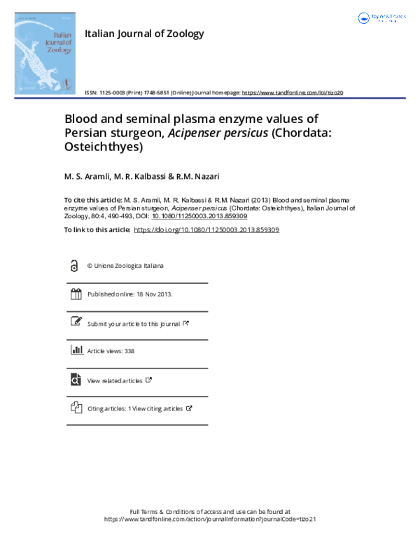 (PDF) Blood and seminal plasma enzyme values of Persian sturgeon ...
