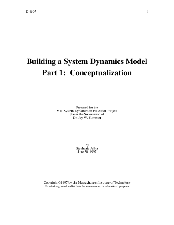 (PDF) Building a System Dynamics Model: Part 1: Conceptualization