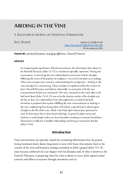 (PDF) A Relational Model of Spiritual Formation