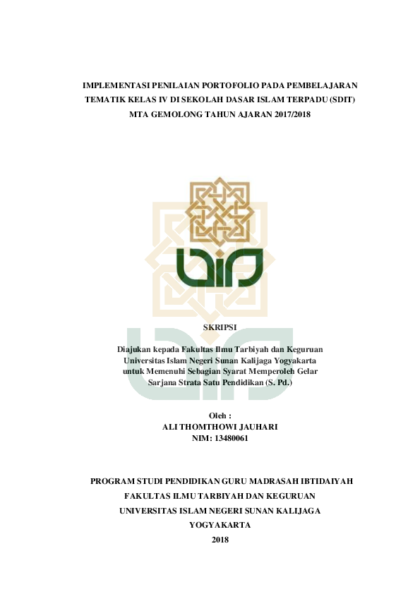 (PDF) Implementasi Penilaian Portofolio Pada Pembelajaran Tematik Kelas IV DI Sekolah Dasar ...