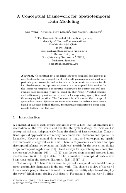 (PDF) A Conceptual Framework for Spatiotemporal Data Modeling