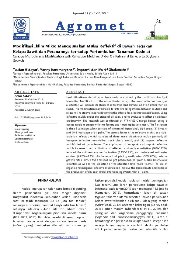 (PDF) Canopy Microclimate Modification with Reflective Mulches Under ...