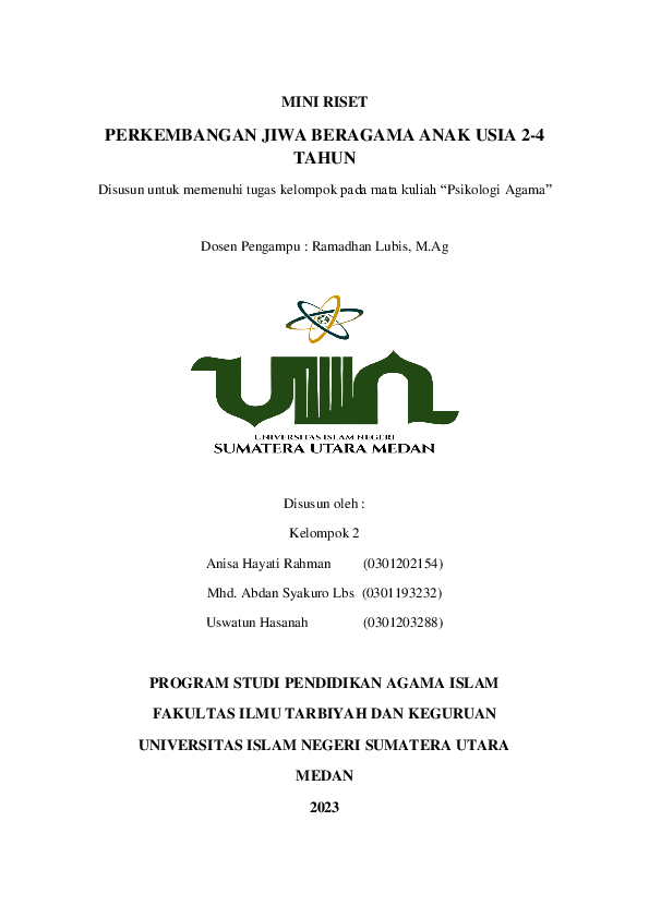 (PDF) MINI RISET PSIKOLOGI AGAMA KEL 2 (ANISA, ABDAN, USWATUN)