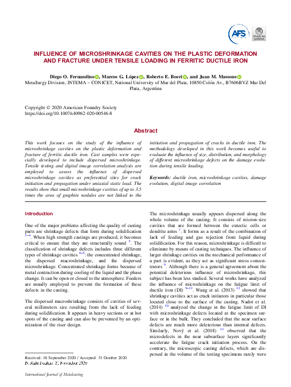 (PDF) Influence of Microshrinkage Cavities on the Plastic Deformation ...