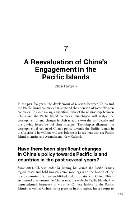 (PDF) A Reevaluation of China’s Engagement in the Pacific Islands