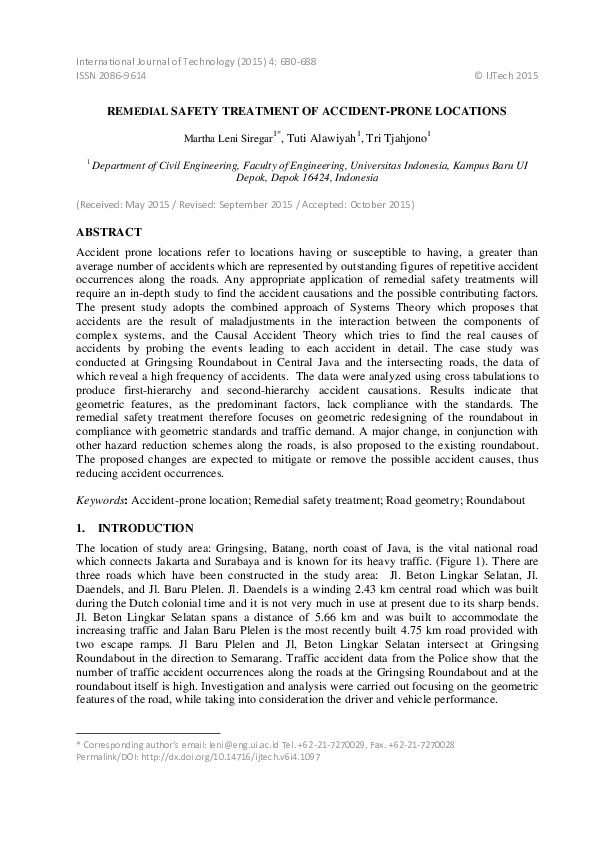 (PDF) Remedial Safety Treatment of Accident-Prone Locations