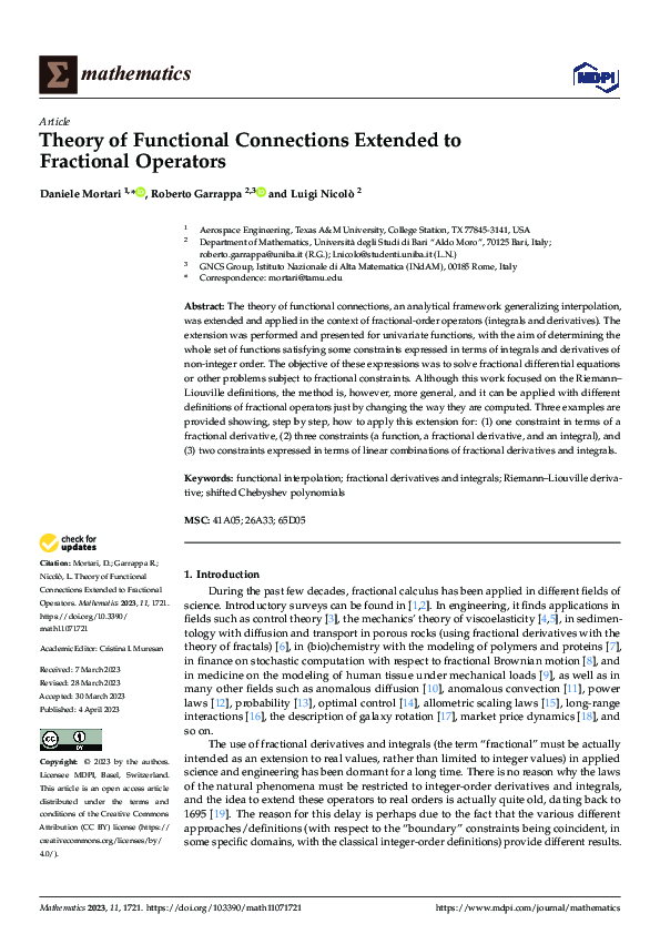 Pdf Theory Of Functional Connections Extended To Fractional Operators