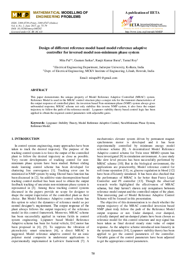 Pdf Design Of Different Reference Model Based Model Reference