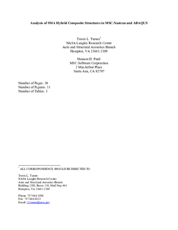 (PDF) Analysis of SMA Hybrid Composite Structures in MSC.Nastran and ABAQUS