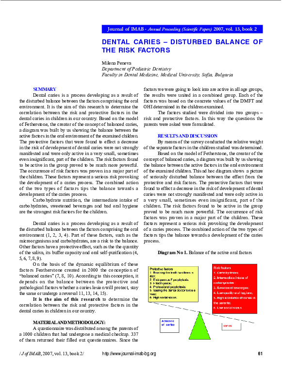 (PDF) Dental Caries – Disturbed Balance of the Risk Factors