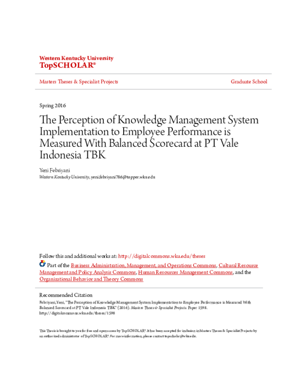 (PDF) The Perception of Knowledge Management System Implementation to Employee Performance is ...