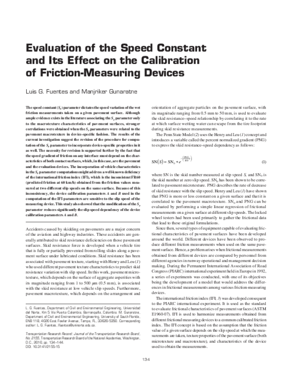 (PDF) Evaluation of the Speed Constant and Its Effect on the ...