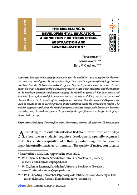 (PDF) The Modelling in Developmental Education: A Condition for Theoretical Abstraction and ...