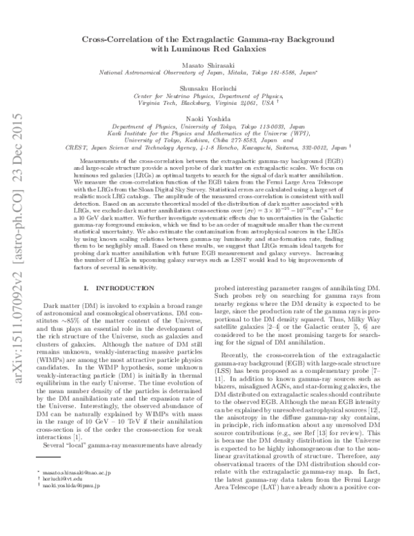 (PDF) Cross-correlation of the extragalactic gamma-ray background with ...