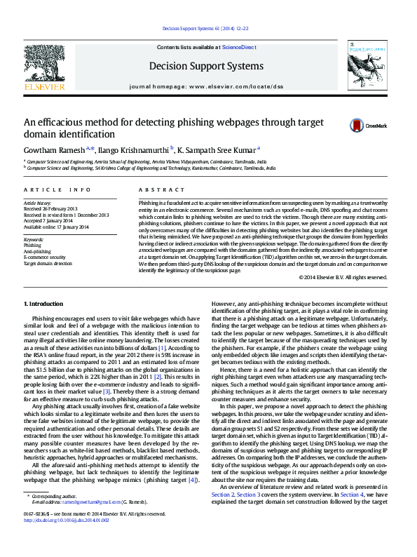 (PDF) An efficacious method for detecting phishing webpages through ... (PDF) An efficacious method for detecting phishing webpages through ...