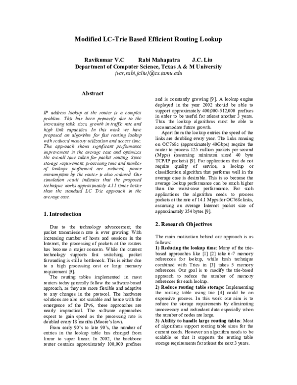 (PDF) Modified LC-trie based efficient routing lookup