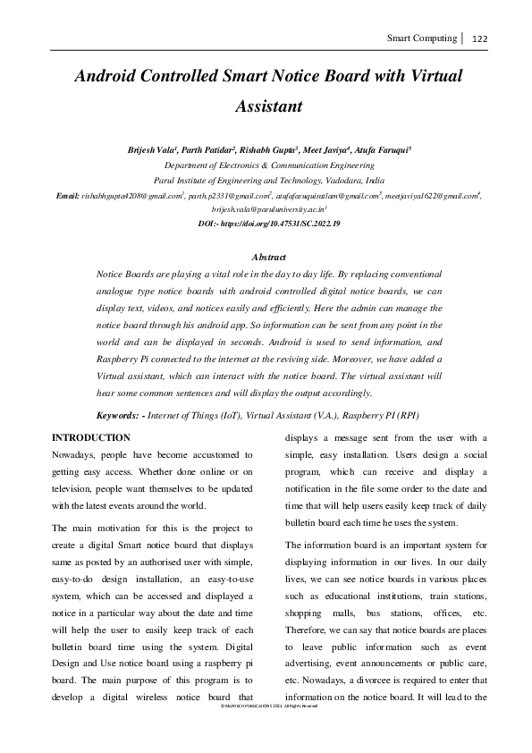 (PDF) Android Controlled Smart Notice Board with Virtual Assistant