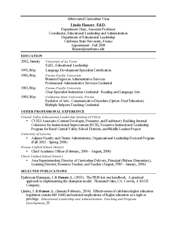 (PDF) Abbreviated Curriculum Vitae