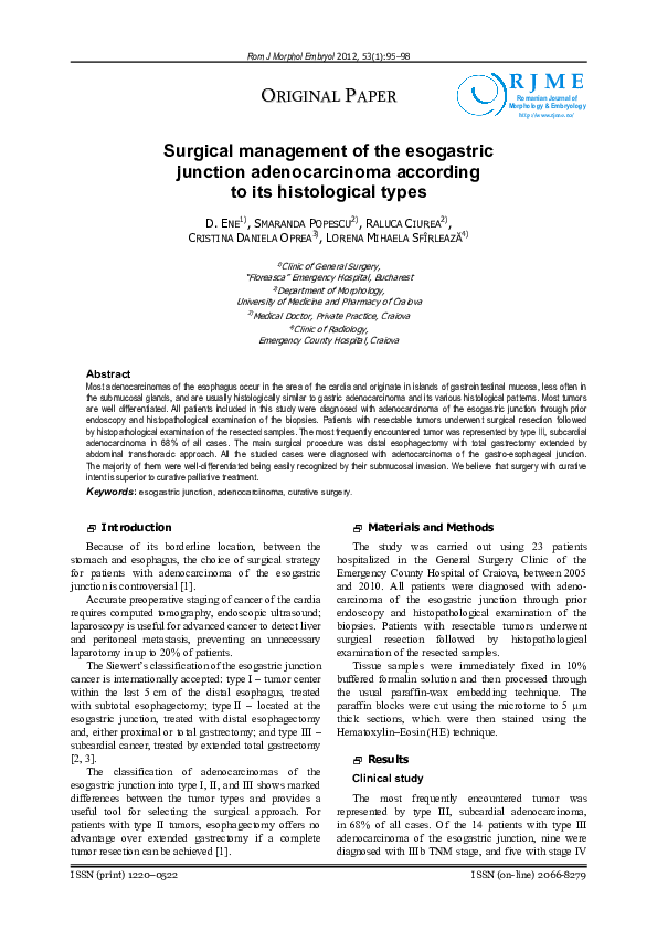 (PDF) Surgical management of the esogastric junction adenocarcinoma ...