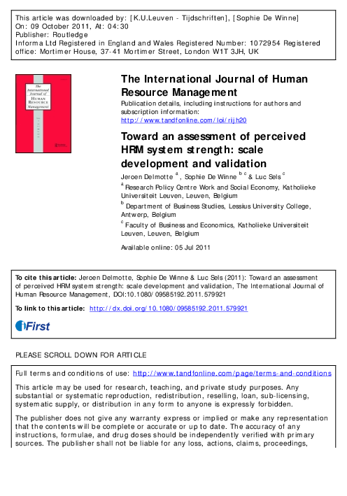 (PDF) Toward an assessment of perceived HRM system strength: scale ...