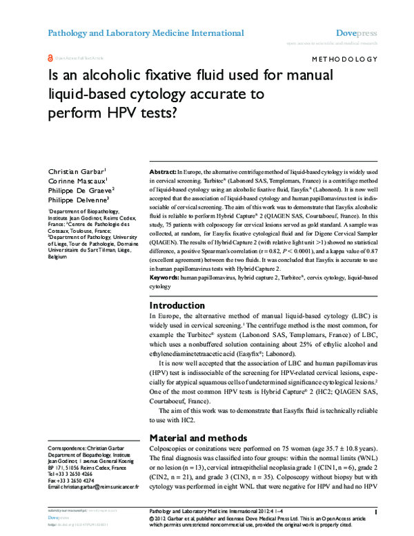 (PDF) Is an alcoholic fixative fluid used for manual liquid-based ...
