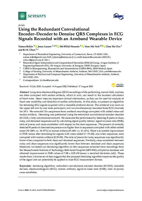 Pdf Using The Redundant Convolutional Encoderdecoder To Denoise Qrs