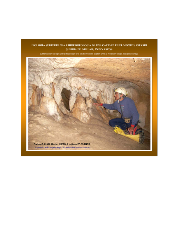 (PDF) Subterranean biology and hydrogeology of a cavity in Mount ...
