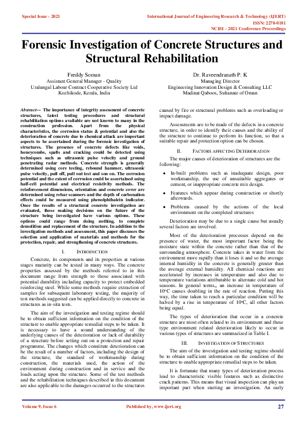 (PDF) Forensic Investigation of Concrete Structures and Structural ...