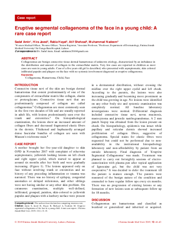 (PDF) Eruptive segmental collagenoma of the face in a young child: A ...