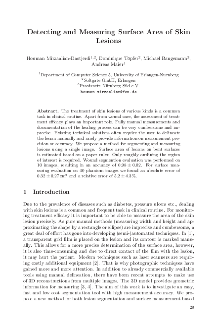 (PDF) Detecting and Measuring Surface Area of Skin Lesions