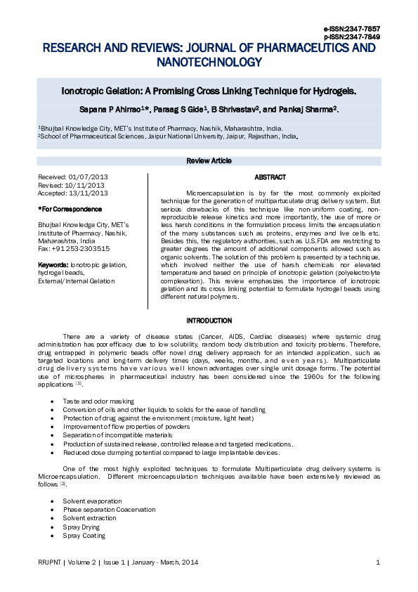 (PDF) Ionotropic Gelation: A Promising Cross Linking Technique for ...