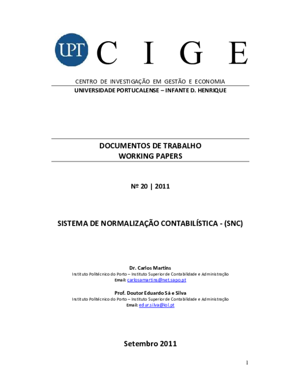(PDF) Sistema De Normalização Contabilística - (SNC)