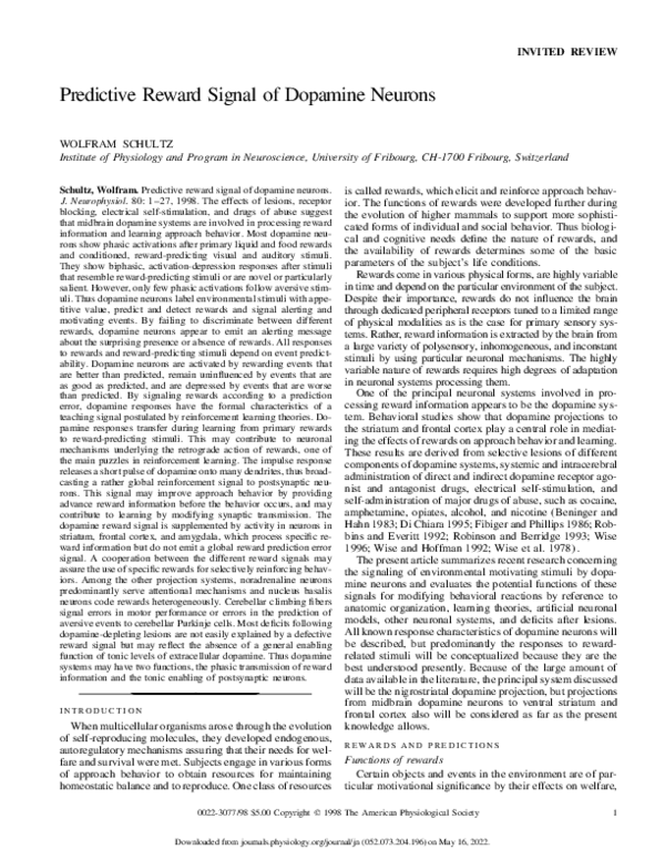 (PDF) Predictive Reward Signal of Dopamine Neurons