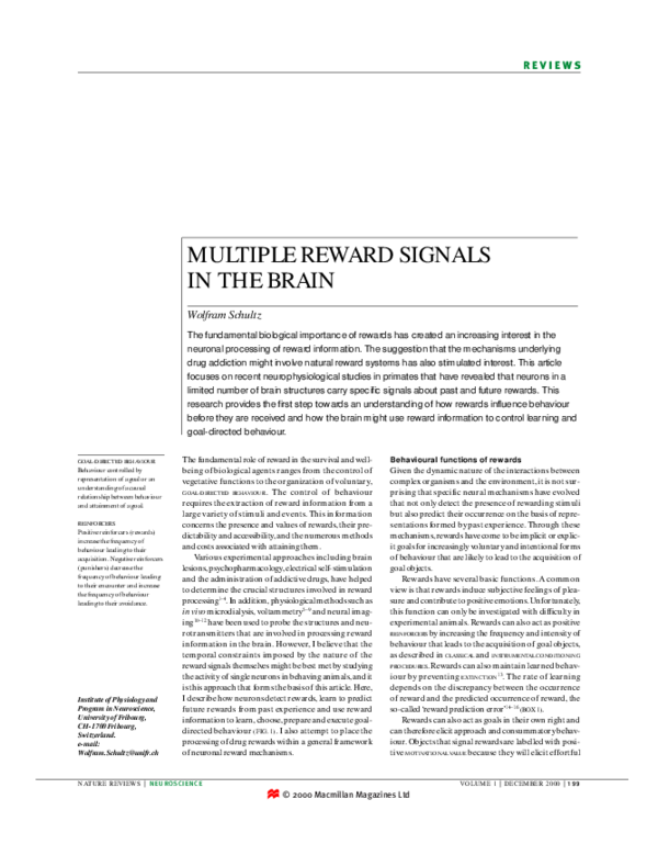 (PDF) Multiple reward signals in the brain