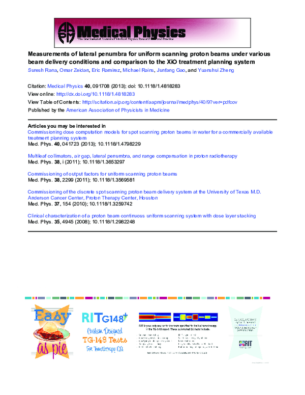 (PDF) Measurements of lateral penumbra for uniform scanning proton ...