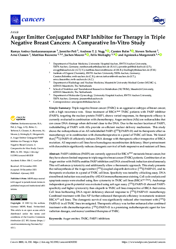 (PDF) Auger Emitter Conjugated PARP Inhibitor for Therapy in Triple ...
