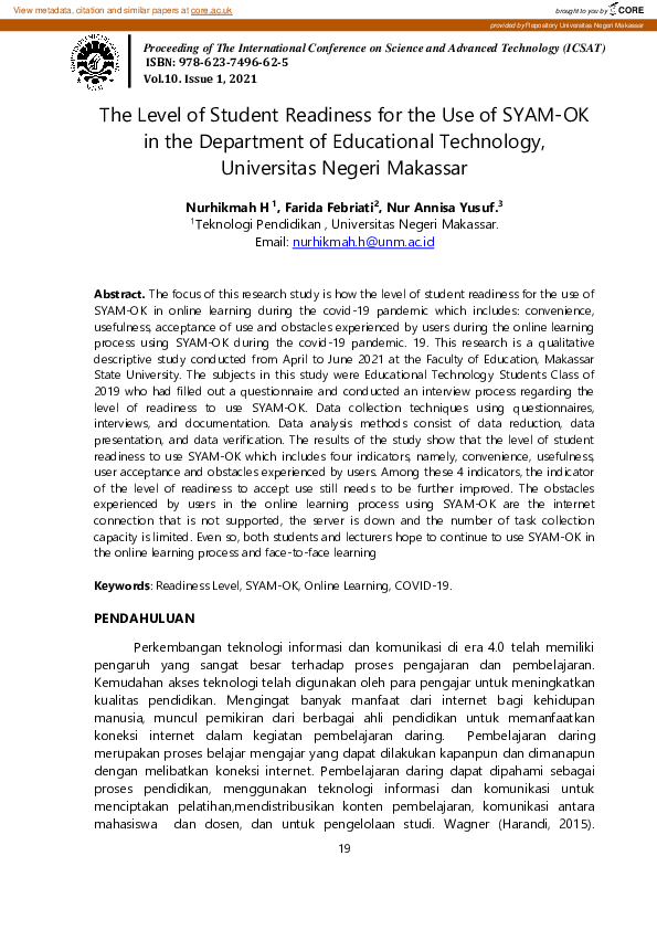 (PDF) The Level of Student Readiness for the Use of SYAM-OK in the ...