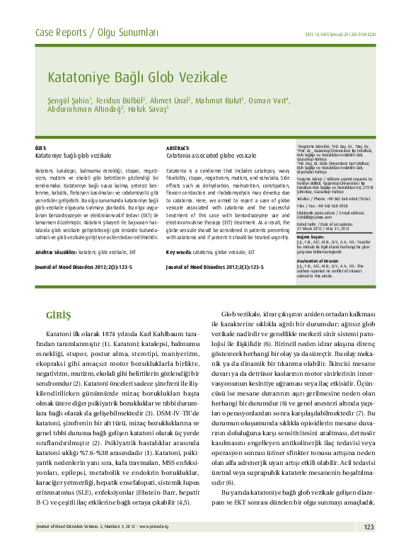(PDF) Catatonia Induced Globe Vesicale: A Case Report