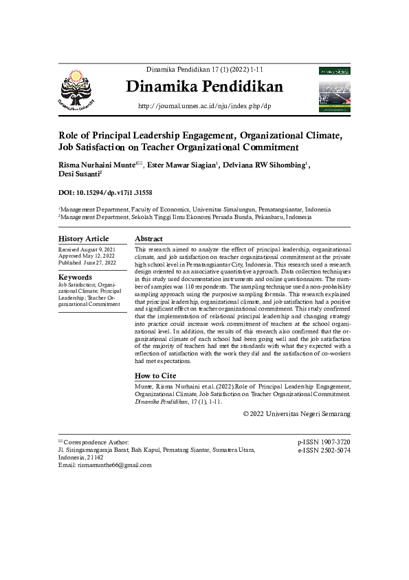 (PDF) Impact of Leadership on Teacher Commitment