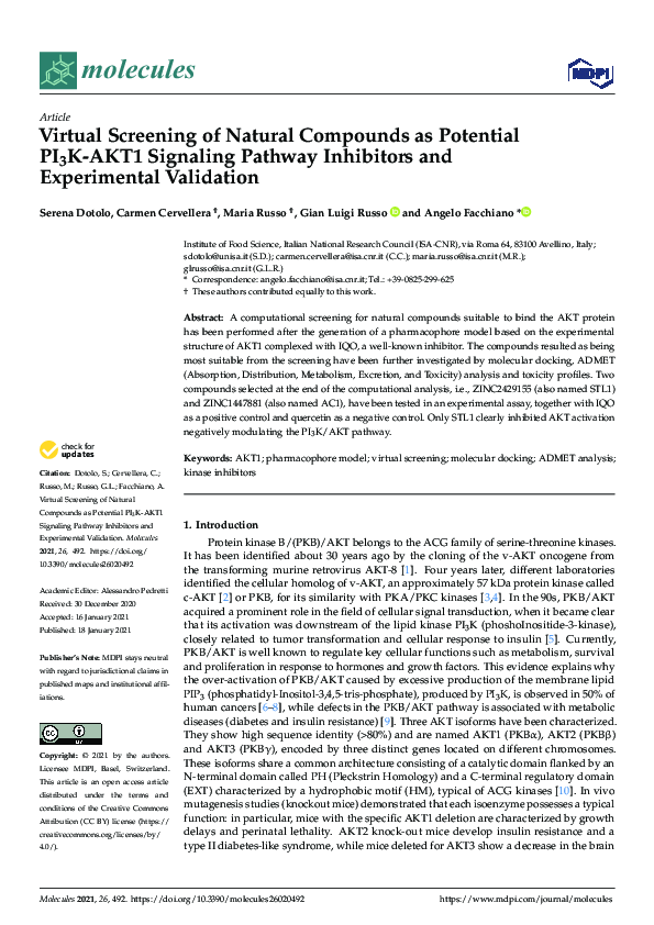 (PDF) Virtual Screening of Natural Compounds as Potential PI3K-AKT1 Signaling Pathway Inhibitors ...