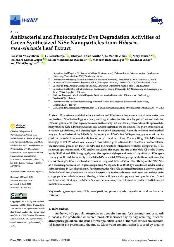 (PDF) Antibacterial and Photocatalytic Dye Degradation Activities of ...