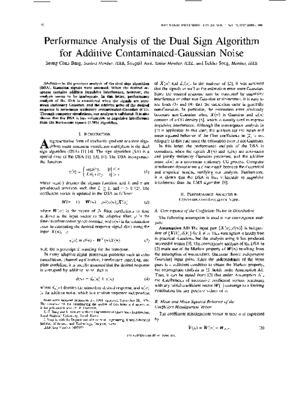 (PDF) Performance analysis of the dual sign algorithm for additive contaminated-Gaussian noise ...