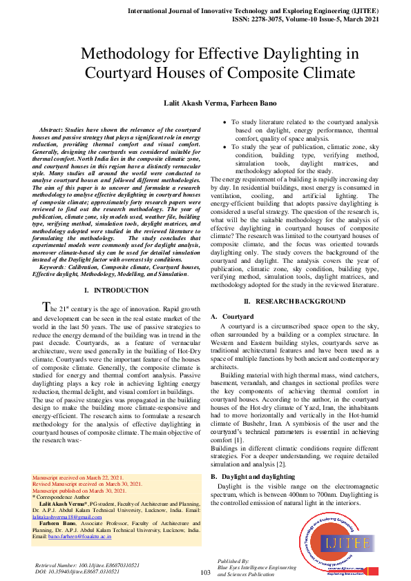 (PDF) Methodology for Effective Daylighting in Courtyard Houses of ...
