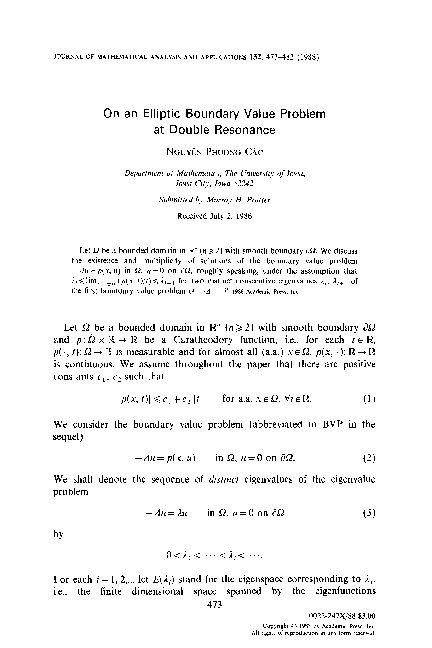 Pdf On An Elliptic Boundary Value Problem At Double Resonance
