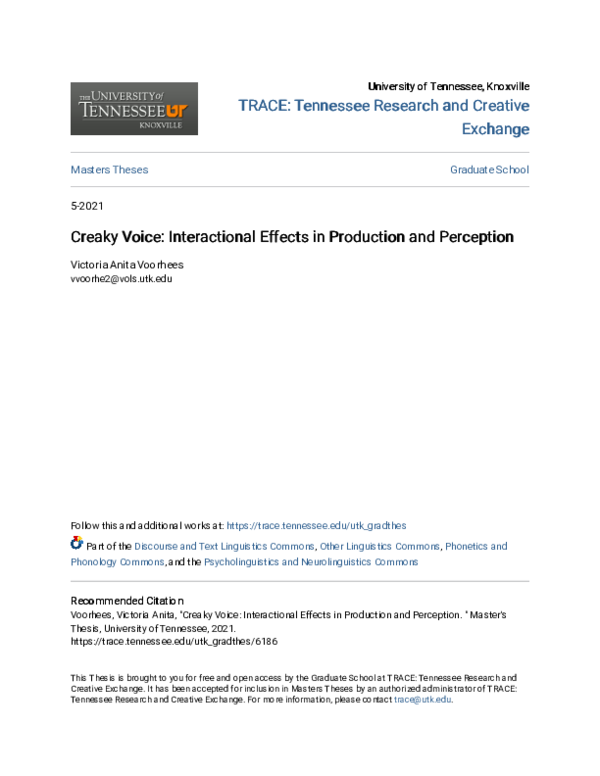 Creaky Voice: Interactional Effects in Production and Perception