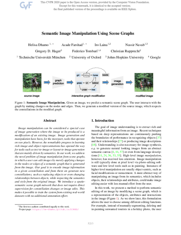 Pdf Semantic Image Manipulation Using Scene Graphs Helisa Dhamo