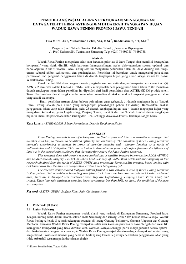 (PDF) Pemodelan Spasial Aliran Permukaan Menggunakan Data Satelit Terra ...