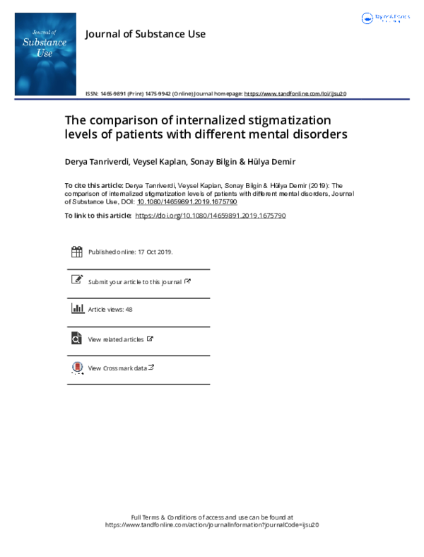 (PDF) The comparison of internalized stigmatization levels of patients ...